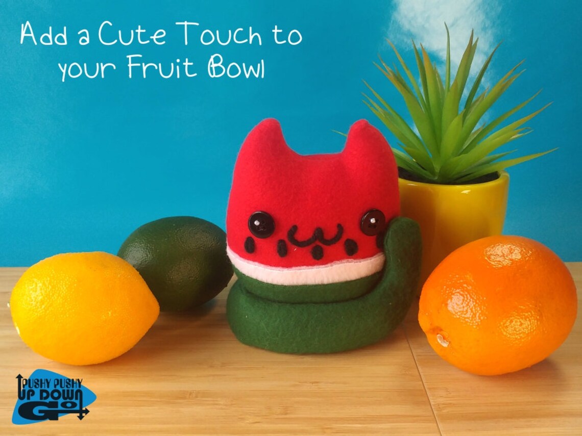 Kawaii Watermelon Cat Food Plushie Cute Stuffed Fruit Cat | Etsy