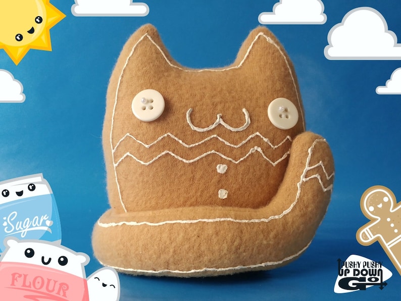 Kawaii Gingerbread Cookie Cat Food Plushie Cute Stuffed Cat - Etsy