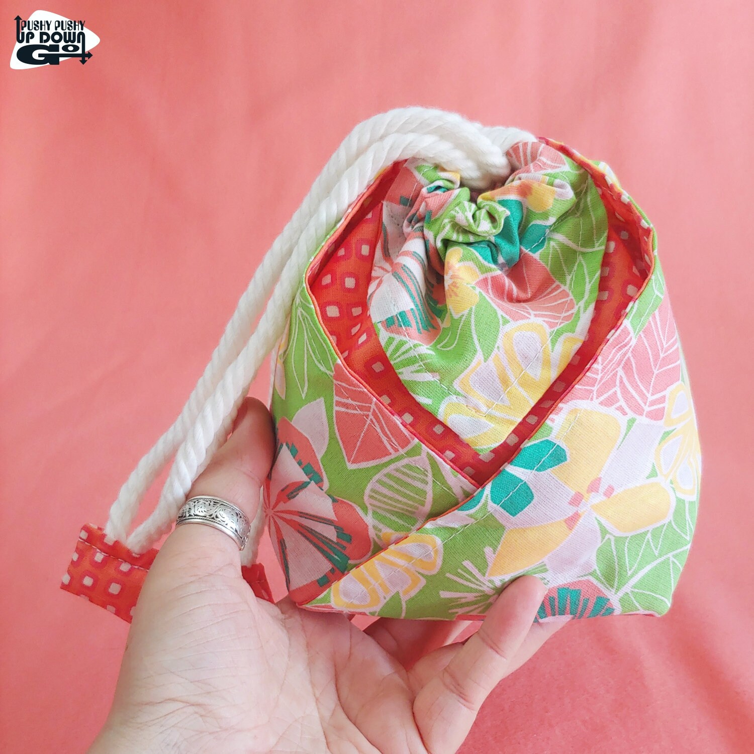 Tropical Floral Drawstring Bag Small Modified Japanese Petal - Etsy