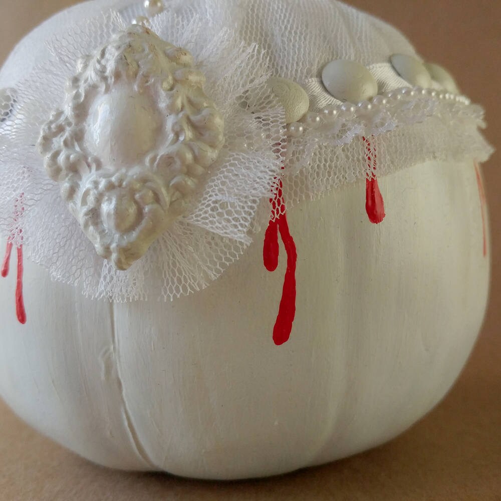 White Gothic Victorian Pumpkin Halloween Decoration, Handmade Designer ...