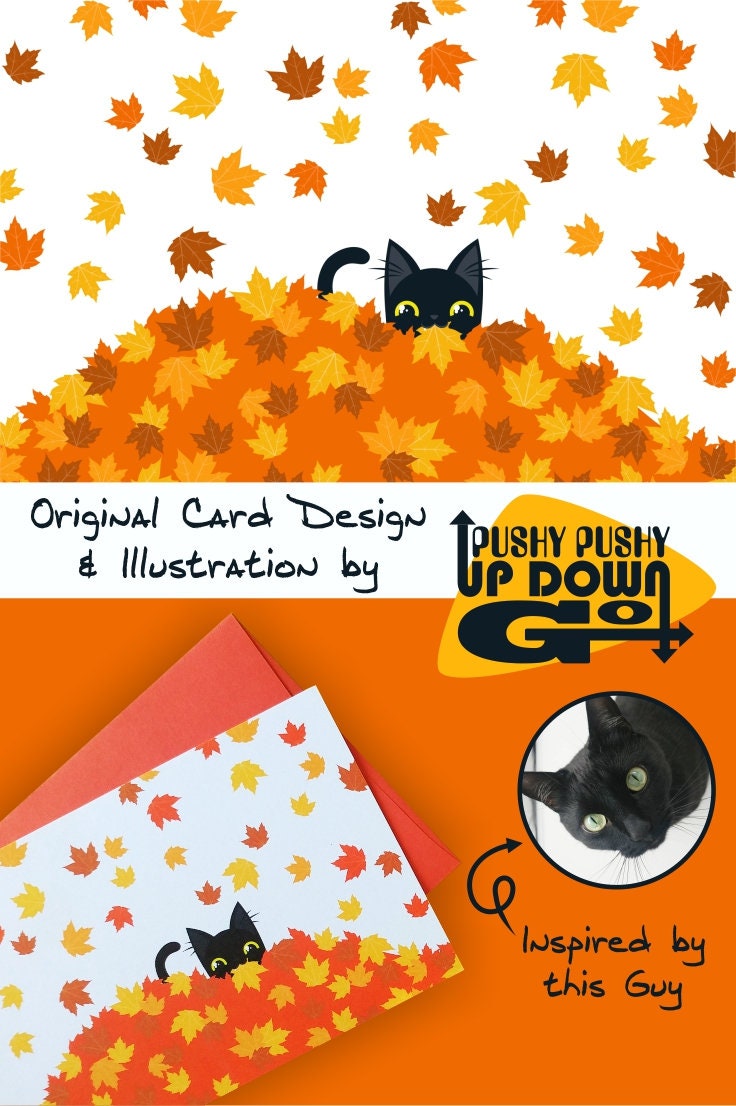 Funny Black Cat in Fall Leaves Postcards set of 4 Cards - Etsy