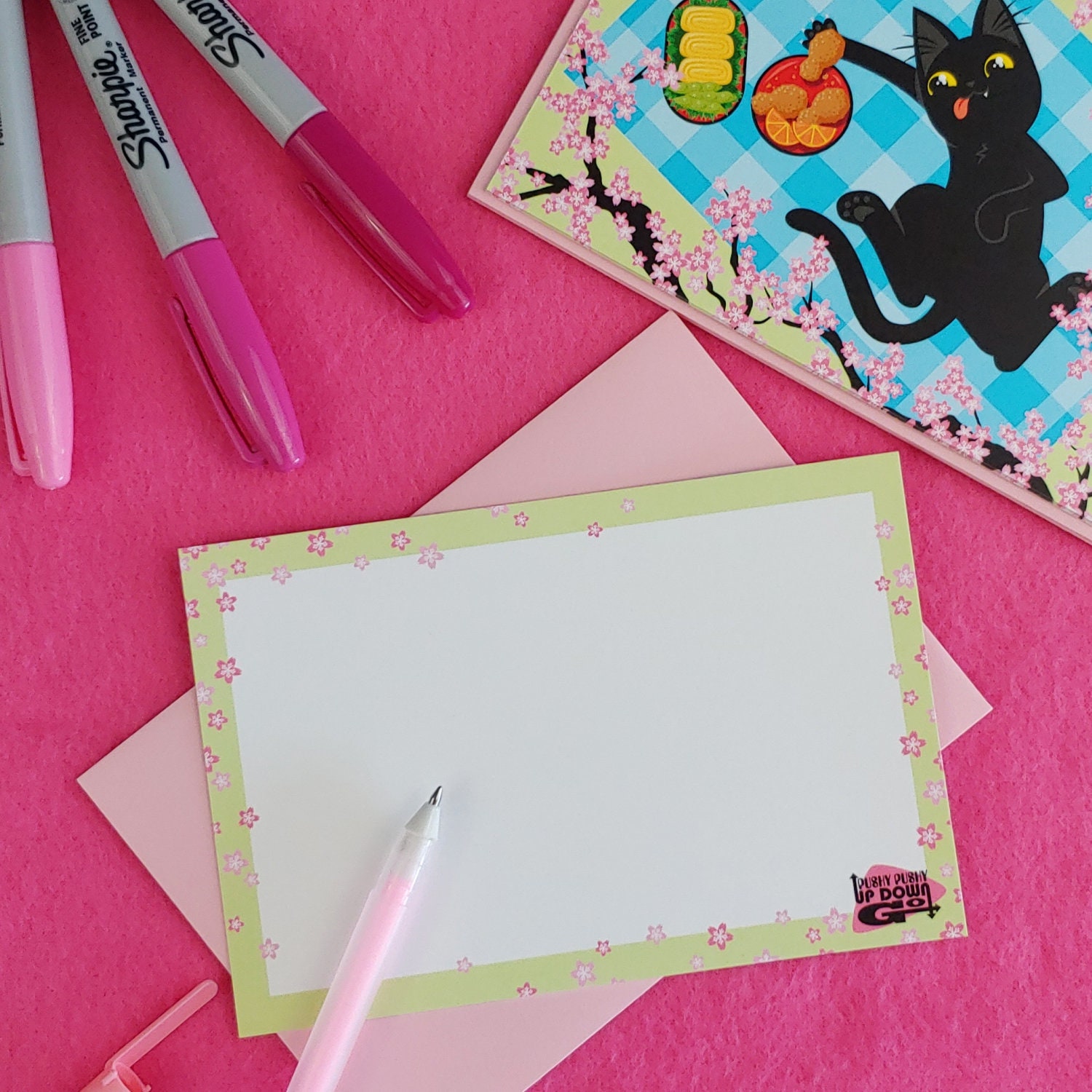Hanami-inspired Funny Black Cat Spring Picnic Postcards set | Etsy