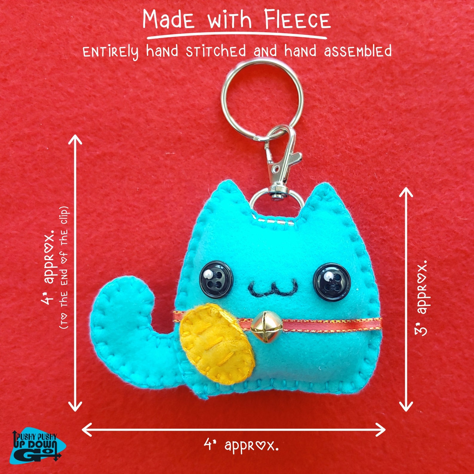 Kawaii Blue Maneki Neko Cat Plush Keychain & Bag Charm | Etsy