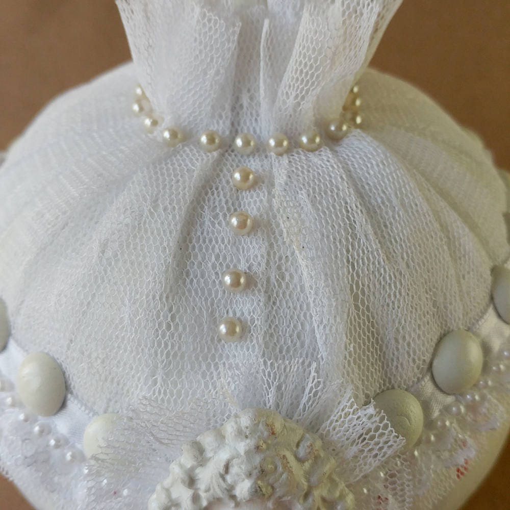 White Gothic Victorian Pumpkin Halloween Decoration, Handmade Designer ...