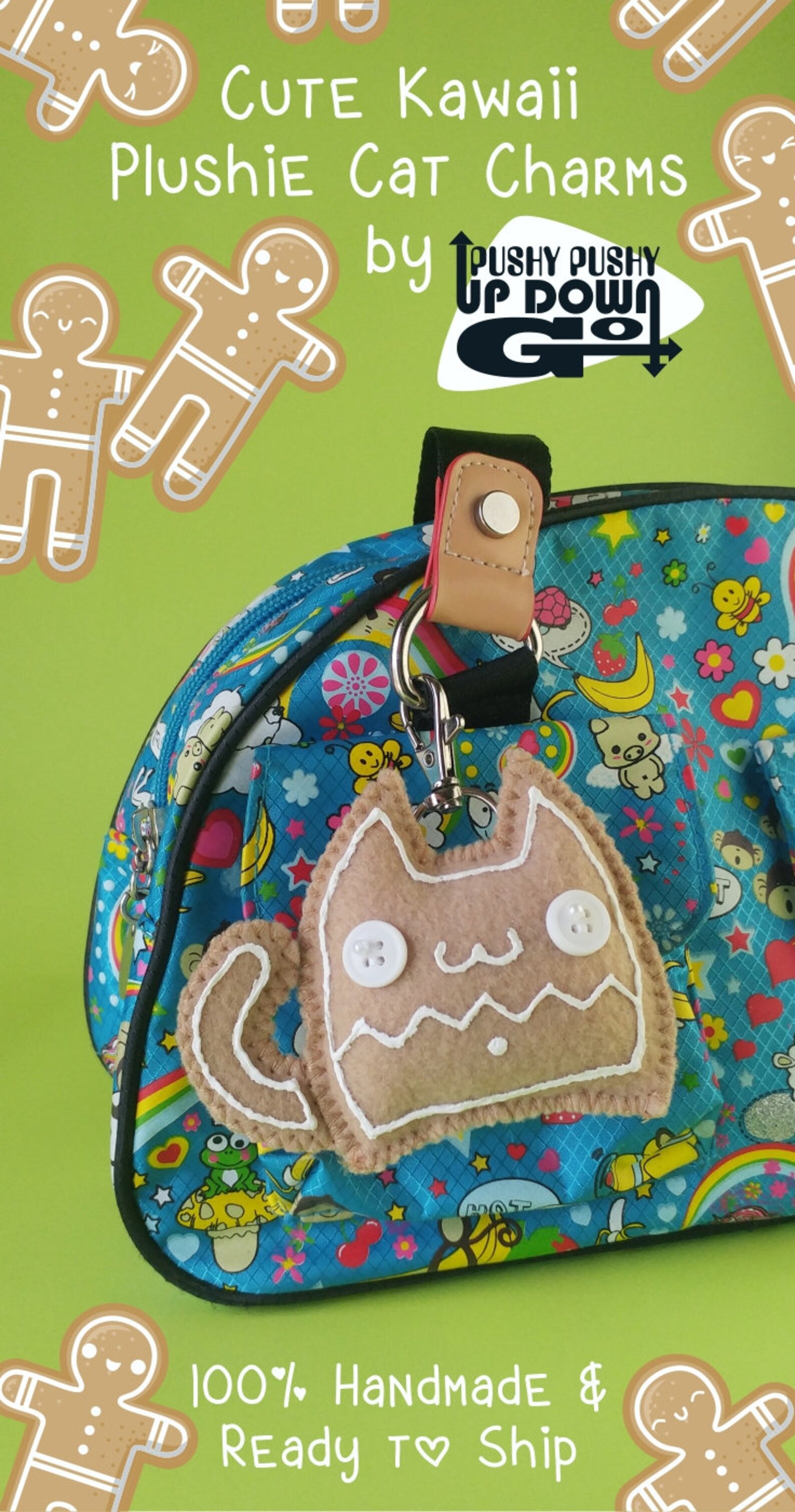 Kawaii Christmas Gingerbread Cookie Cat Plush Keychain & Food - Etsy