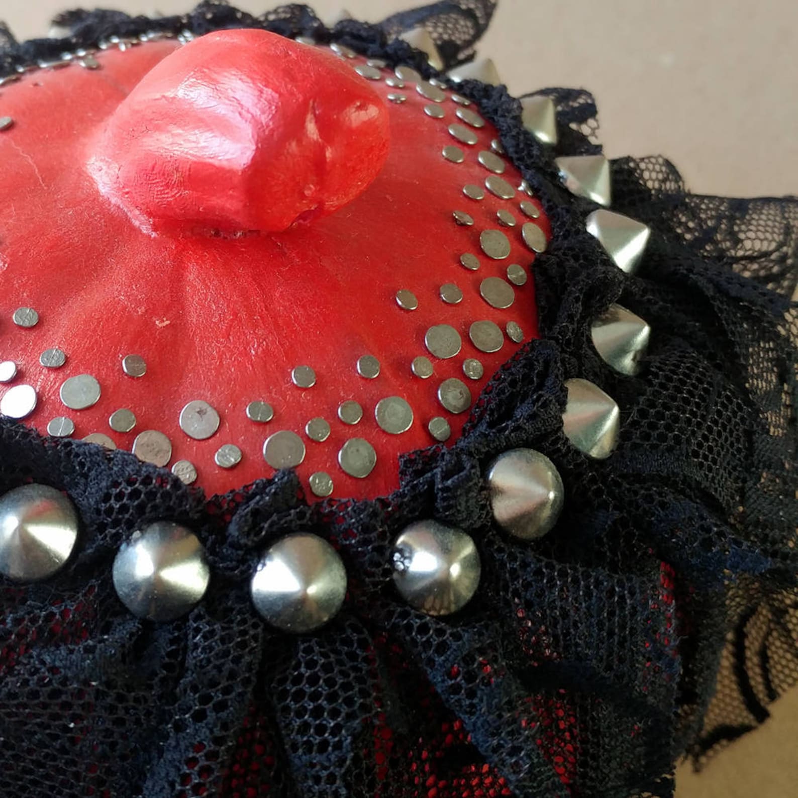 Black & Red Lace Gothic Punk Pumpkin Halloween Decoration - Etsy