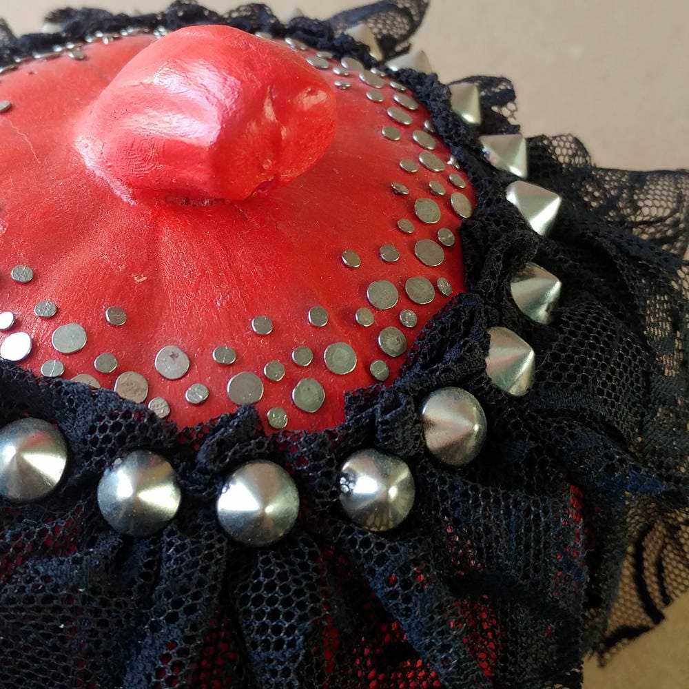 Black & Red Lace Gothic Punk Pumpkin Halloween Decoration - Etsy