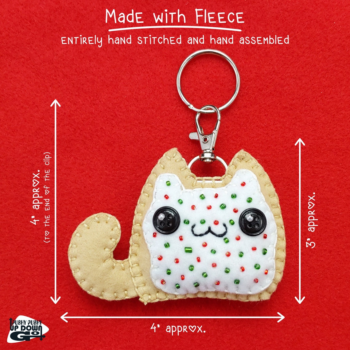 Kawaii Christmas Sugar Cookie Cat Plush Keychain & Bag Charm - Etsy UK