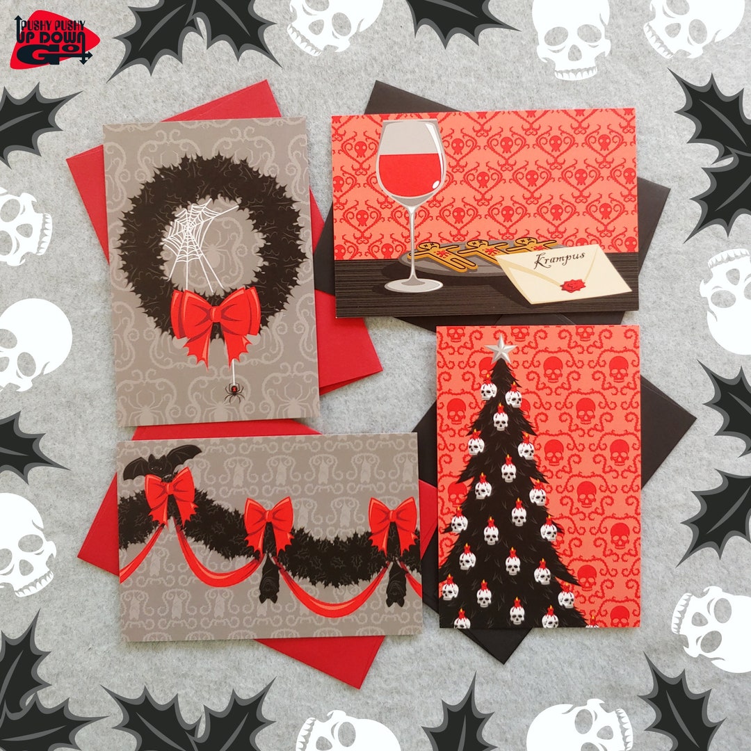 Goth Christmas Postcards set of 4 Cards Envelopes Mixed - Etsy