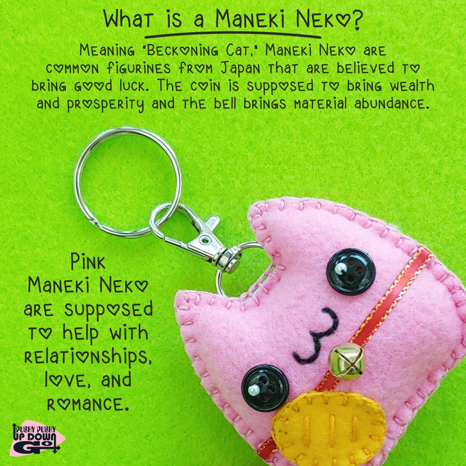 Kawaii Pink Maneki Neko Cat Plush Keychain & Bag Charm - Etsy