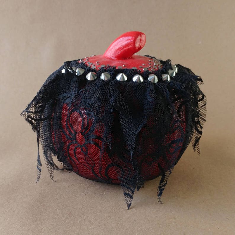 Black & Red Lace Gothic Punk Pumpkin Halloween Decoration - Etsy
