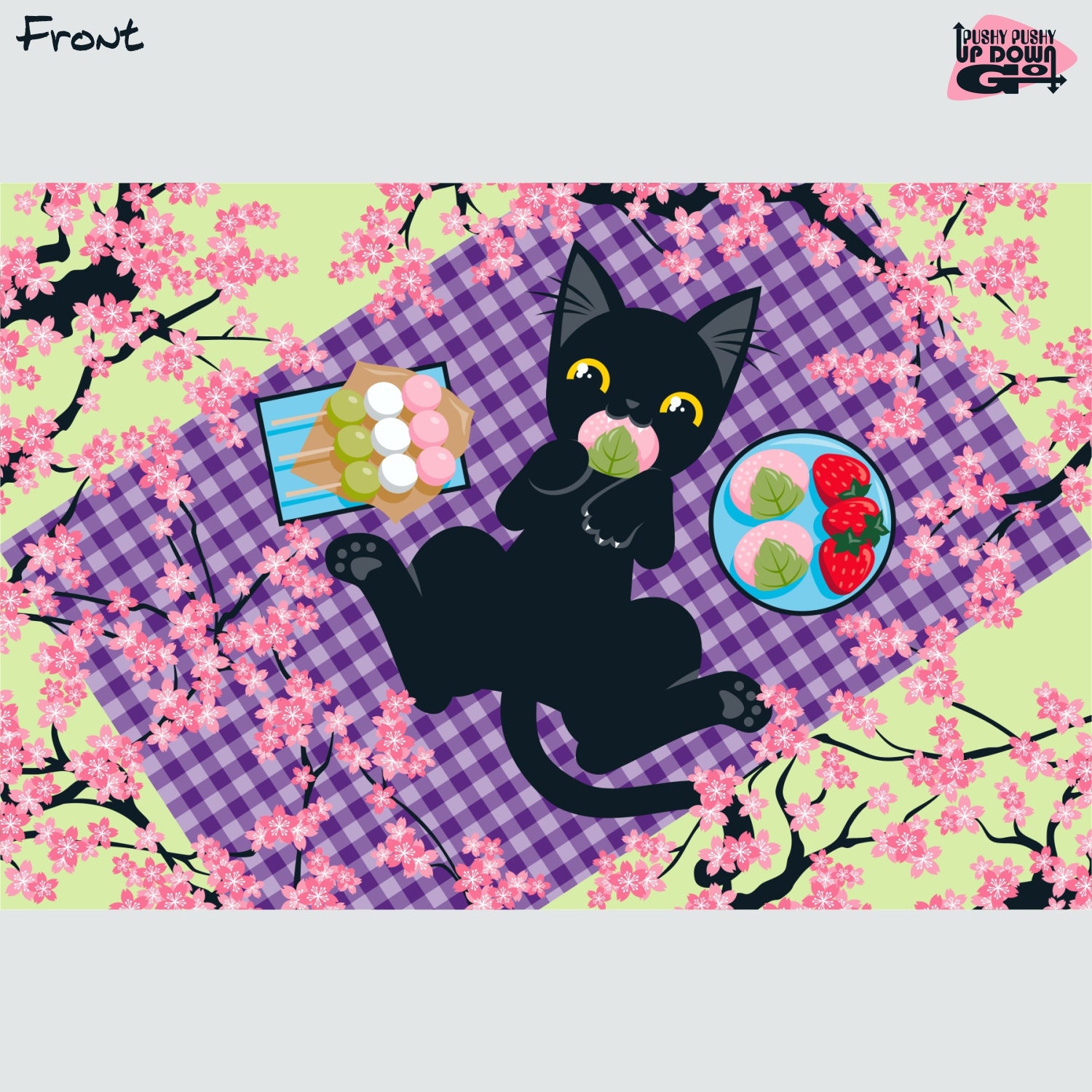 Hanami-inspired Funny Black Cat Spring Picnic Postcards set - Etsy