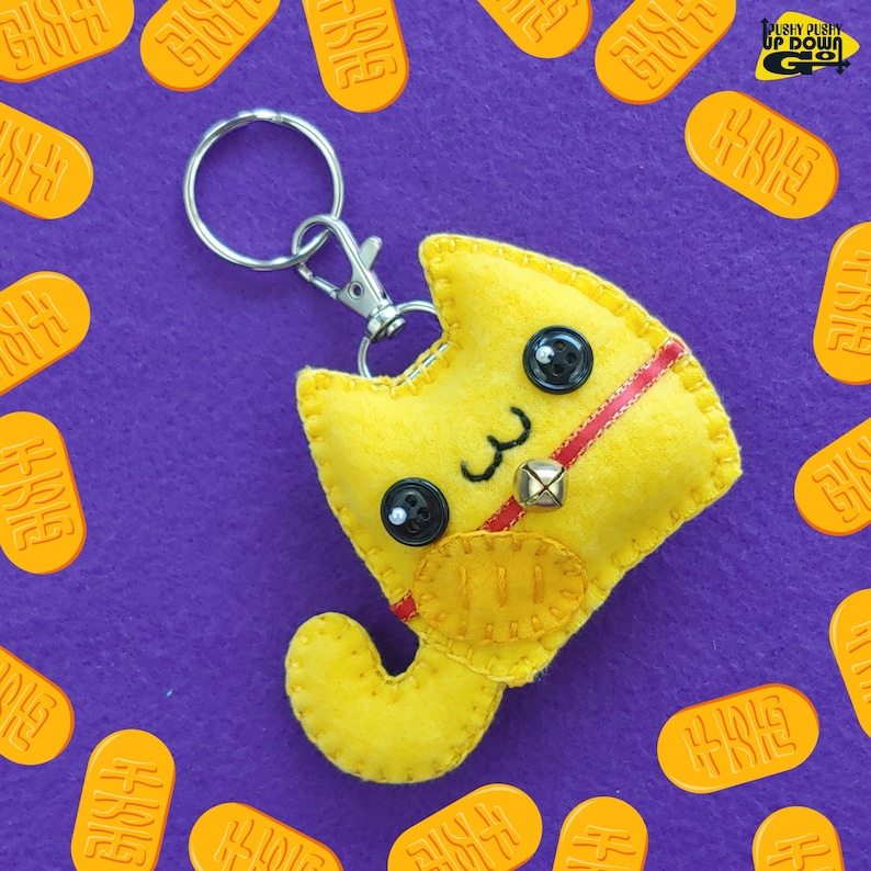 Kawaii Yellow Maneki Neko Cat Plush Keychain & Bag Charm - Etsy
