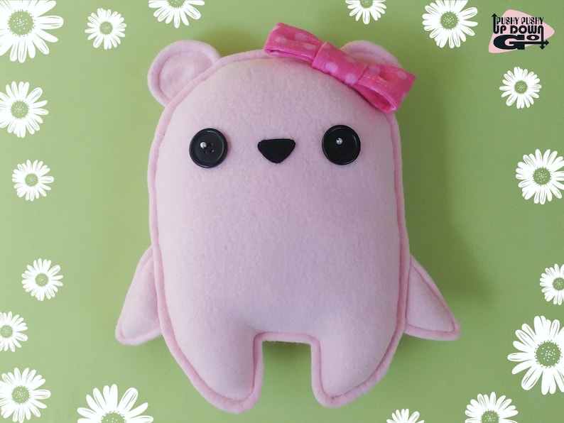 Cute Kawaii Teddy Bear Plushie (light Pink) in Polka Dot Bow, Cute ...