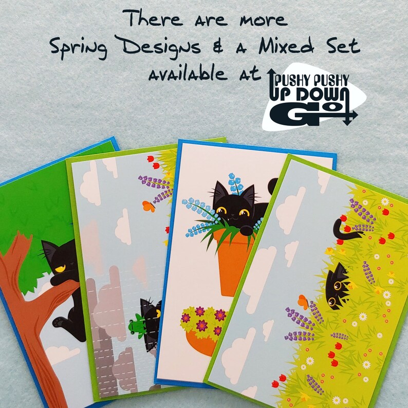Funny Black Cat April Showers/May Flowers Cards set of 4 | Etsy