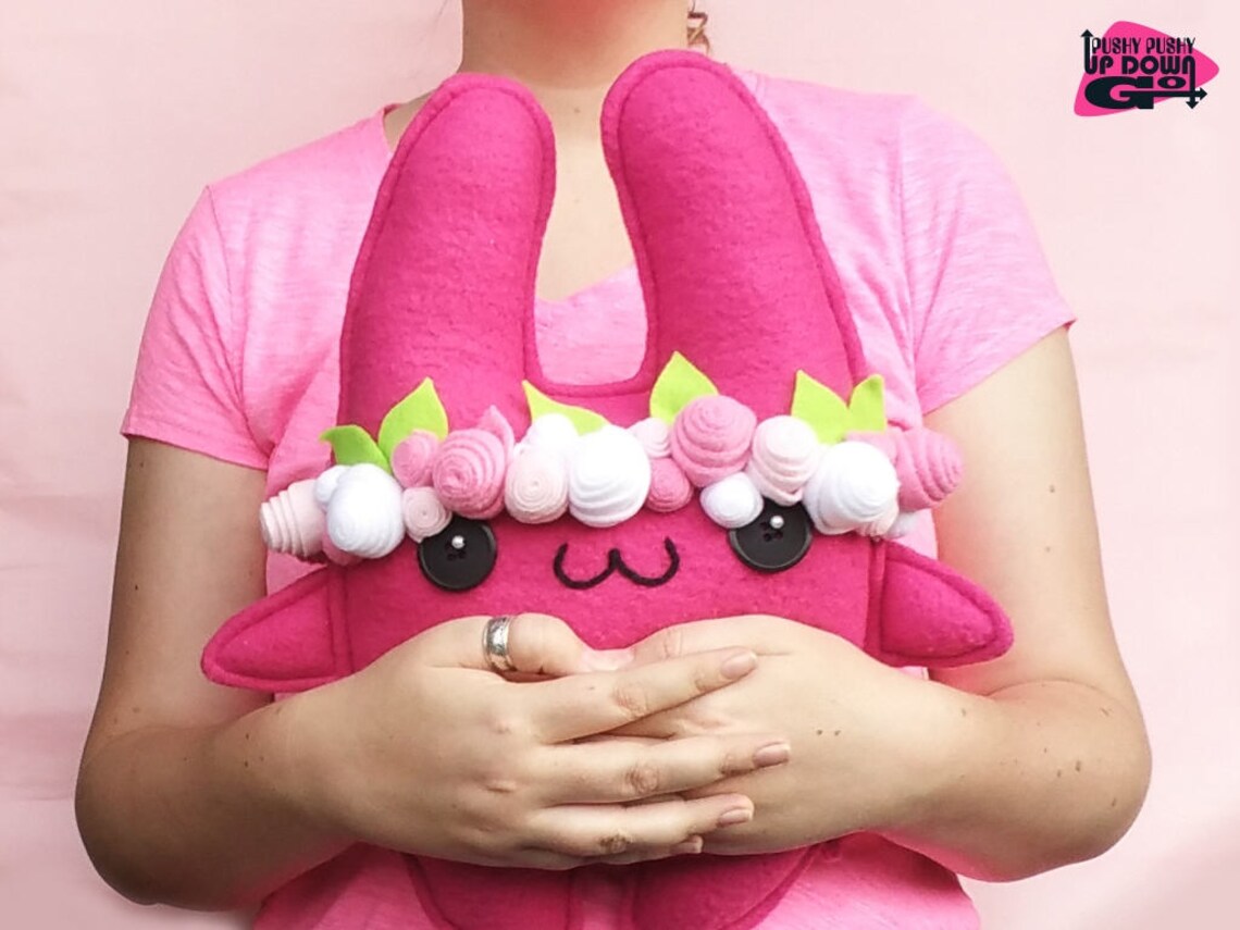 Cute Kawaii Pink Easter Bunny Rabbit Plushie With Flower - Etsy