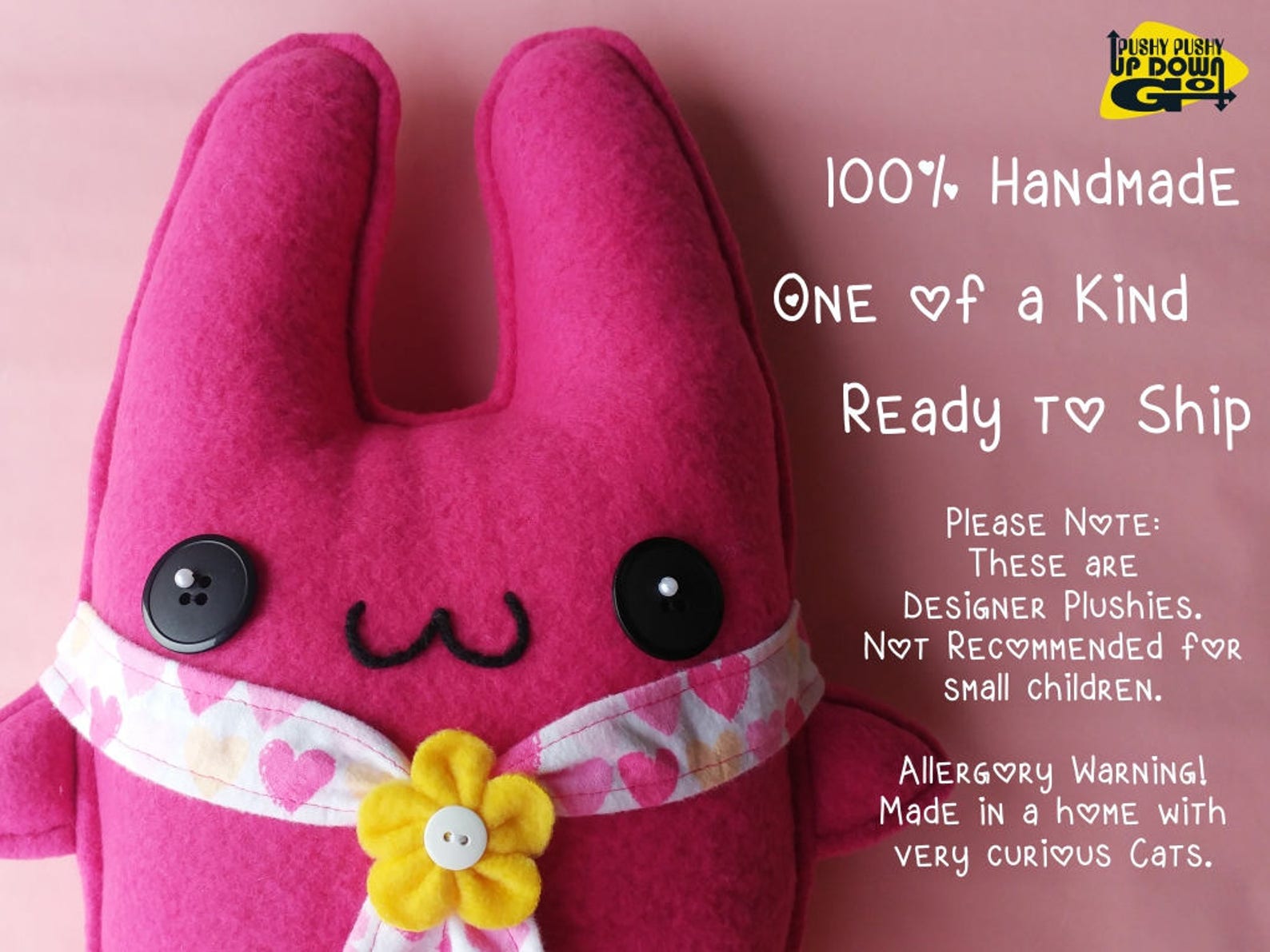 Cute Kawaii Pink Easter Bunny Rabbit Plushie With Daisy Scarf - Etsy