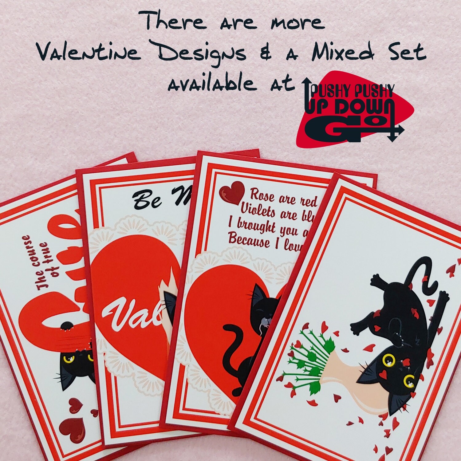 Funny Cat With Roses Valentines Day Postcards set of 4 Cards - Etsy