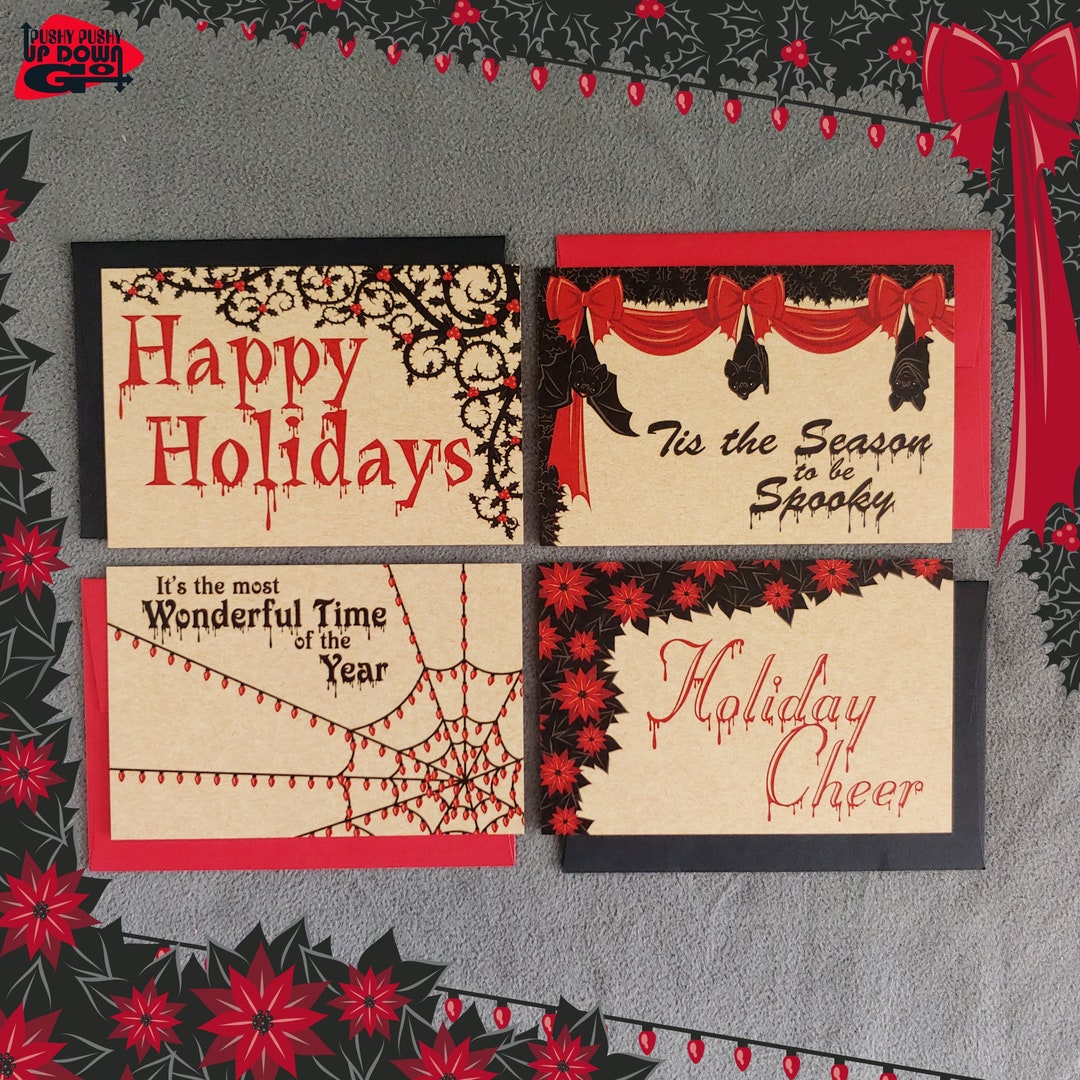 Goth Christmas Quotes Postcards set of 4 Cards Envelopes - Etsy