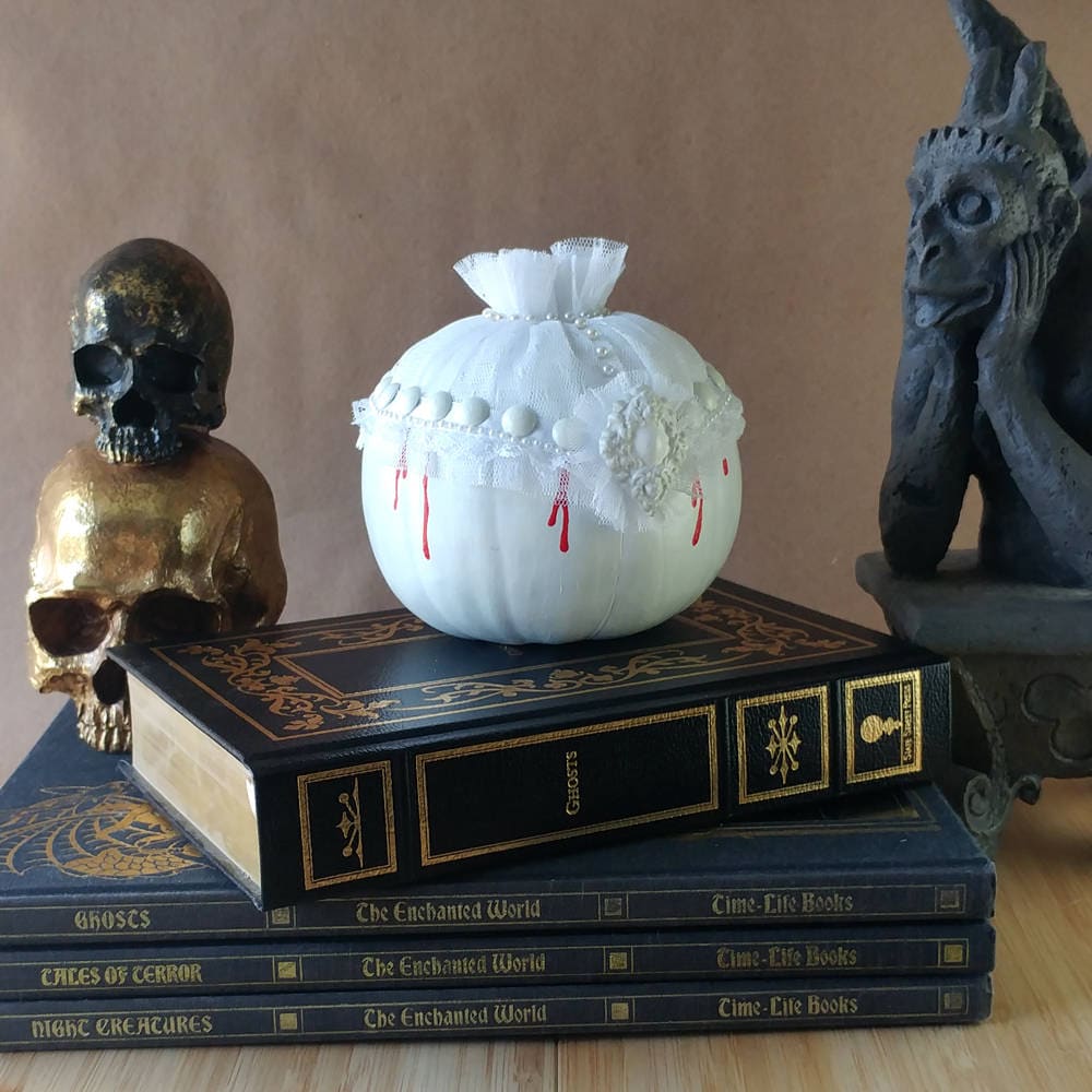 White Gothic Victorian Pumpkin Halloween Decoration, Handmade Designer ...