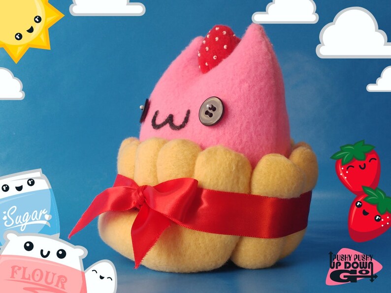 Kawaii Strawberry Cake Cat Food Plushie, Cute Stuffed Strawberry Cake ...