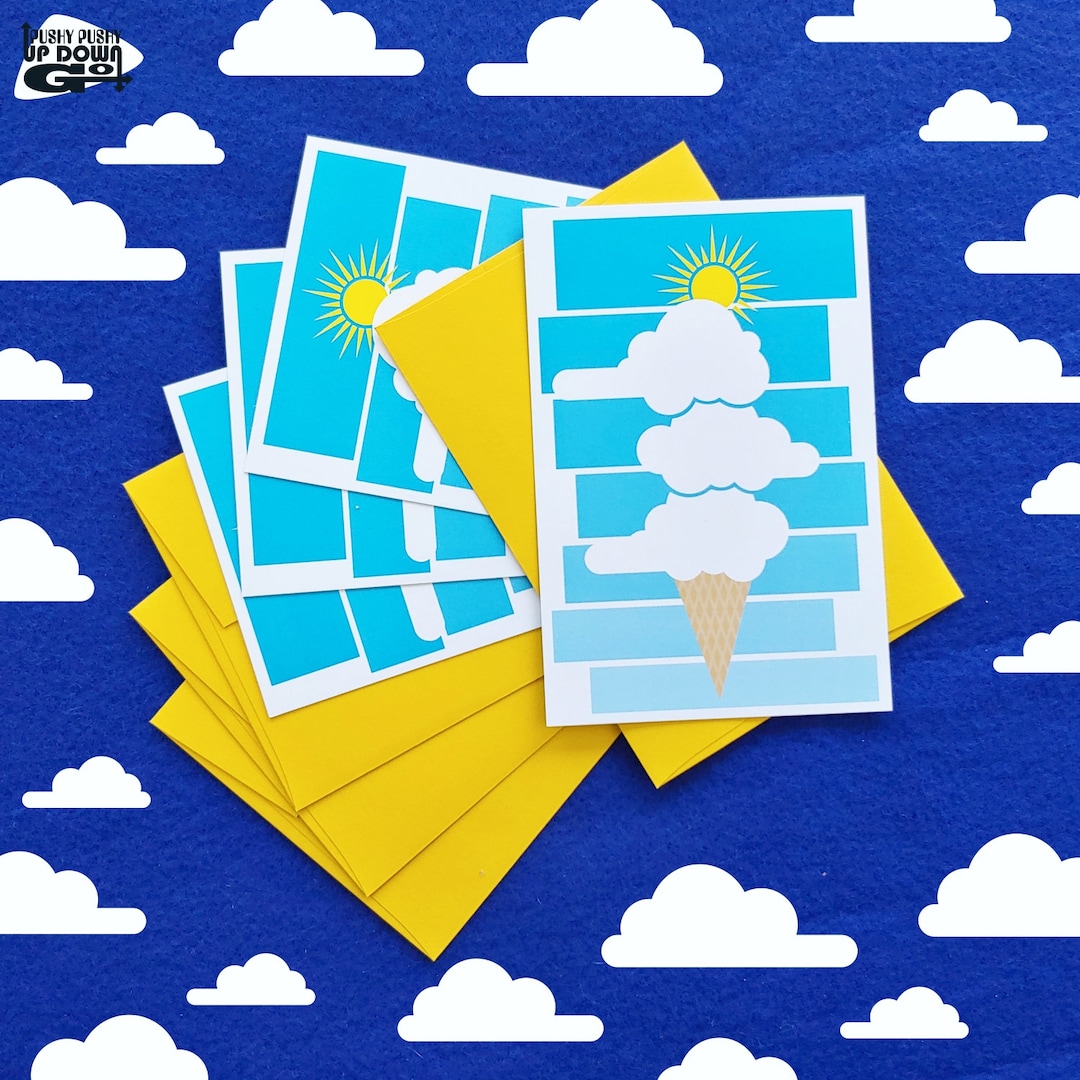 Cloud Ice Cream Summer Fun Postcards (set of 4 Cards + Envelopes) - Etsy
