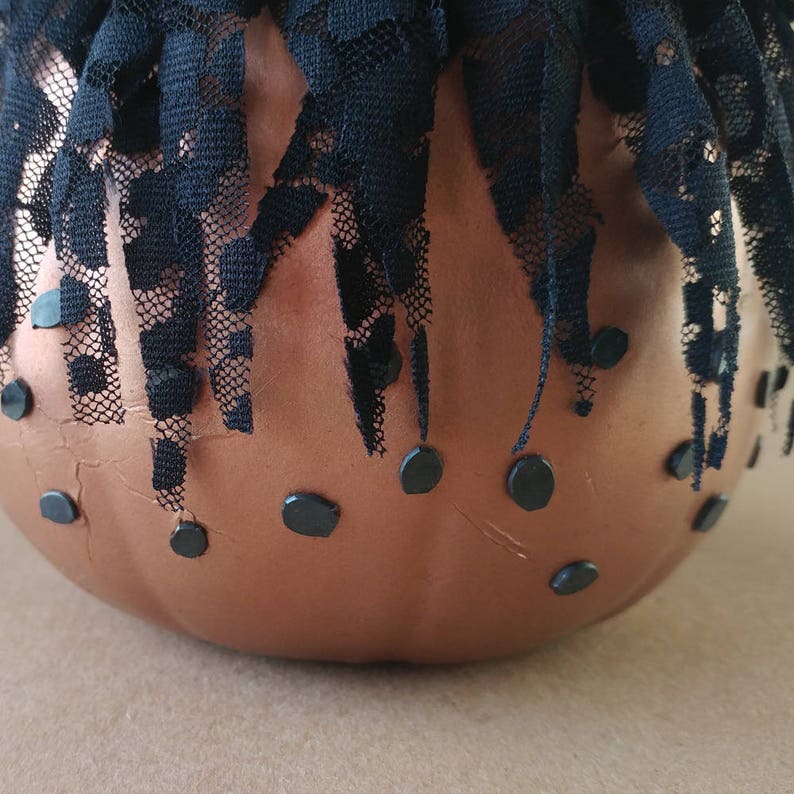 Metallic Copper & Black Lace Punk Gothic Pumpkin Halloween | Etsy