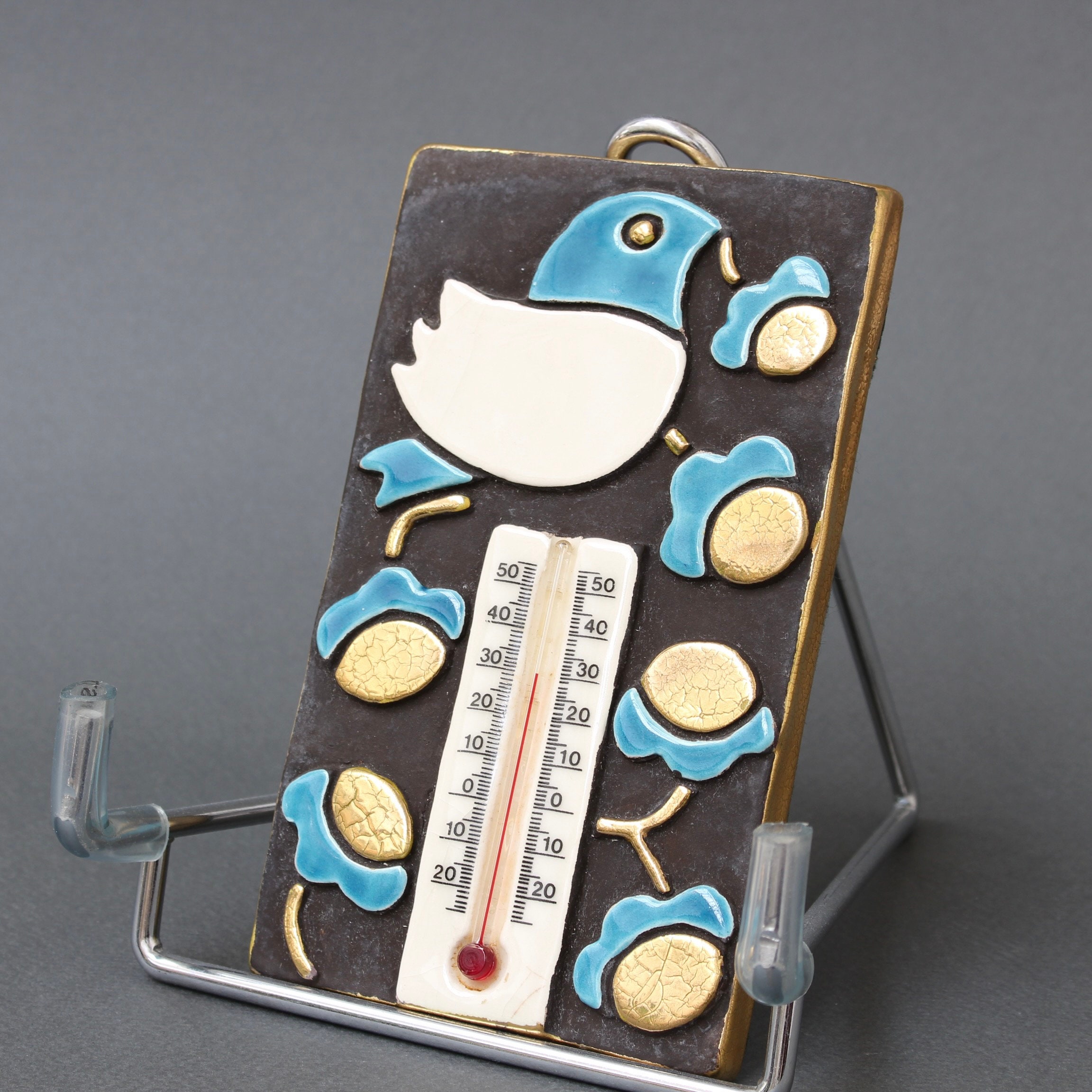 Decorative French Vintage Ceramic Thermometer and Casing by Mithé ...