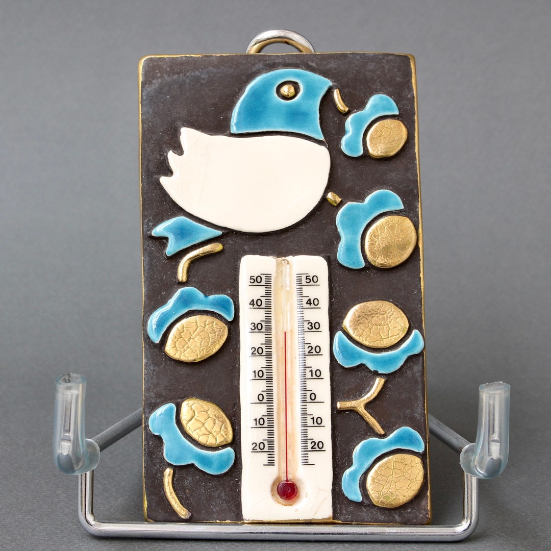 Decorative French Vintage Ceramic Thermometer and Casing by Mithé ...