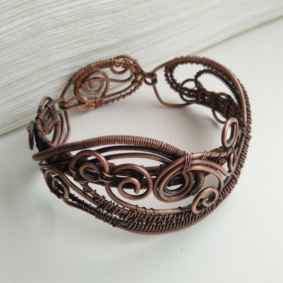 Copper Forged Bracelet. Size19cm. Wire Wrap Jewelry LARP. Armlet Copper ...