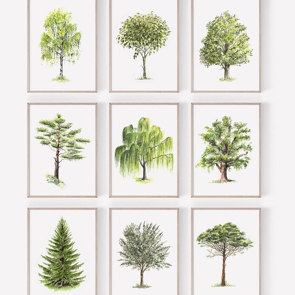 Watercolor Tree Art - Etsy