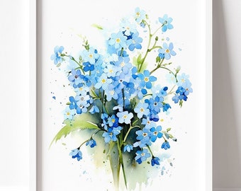Forget Me Not Watercolor - Etsy