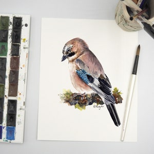 ORIGINAL Jay Watercolor Painting, Eurasian Jay Bird Wall Art, British ...