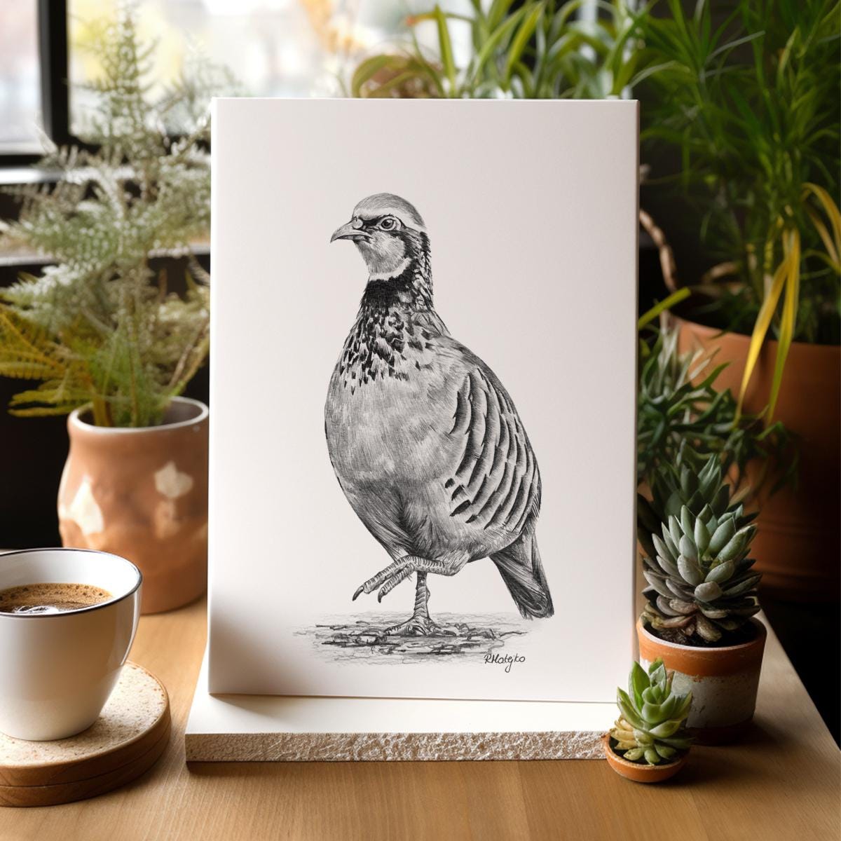 ORIGINAL Partridge Pencil Drawing, Red Legged Partridge Game Bird Wall ...