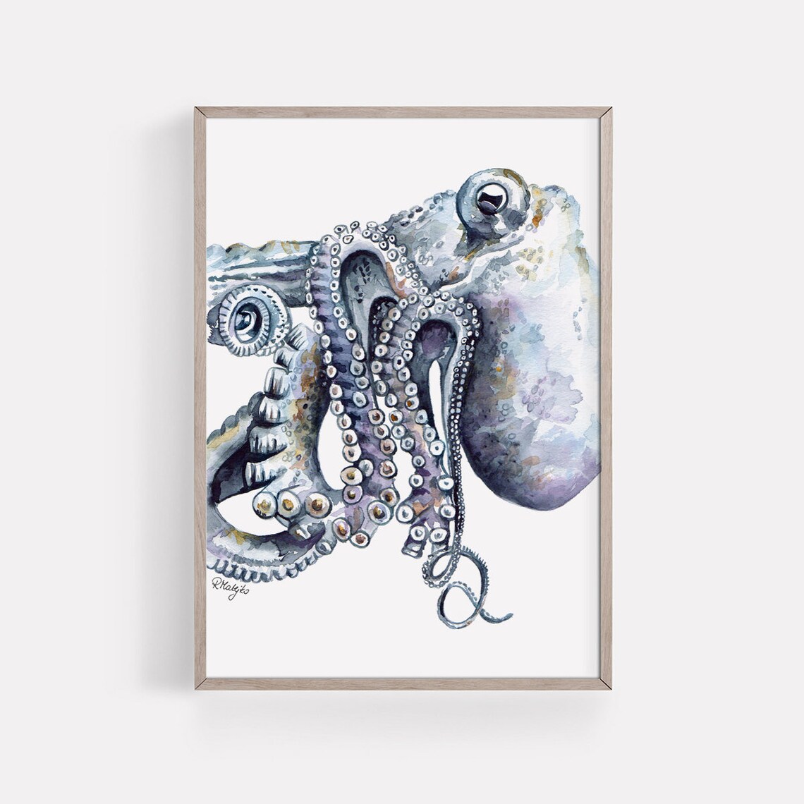 PRINTABLE Octopus Art, Watercolor Octopus Art Print, Beach House ...