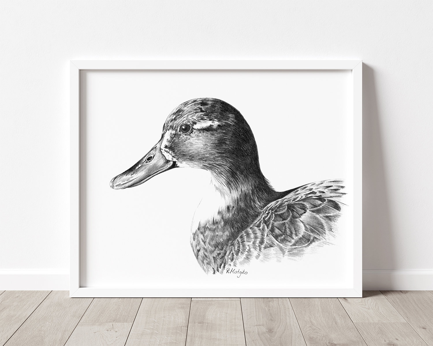 Duck Art PRINT Duck Pencil Drawing Wall Art Mallard Lake - Etsy
