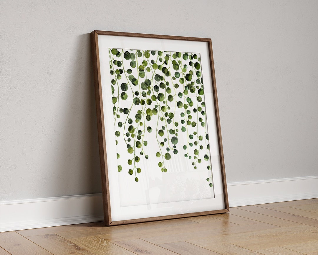 Hanging Plant Art Print Watercolor Painting, Houseplant Green Decor ...