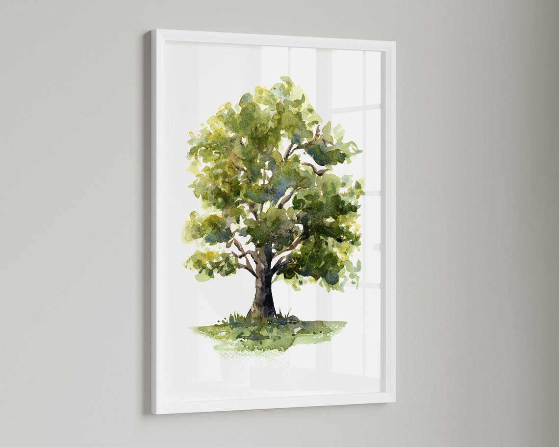 PRINTABLE American Oak Tree Art Watercolor Oak Tree Print - Etsy