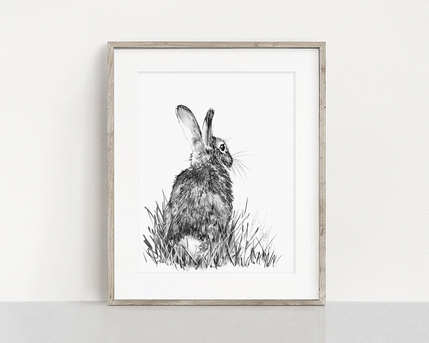 PRINTABLE Bunny Wall Art Print Charcoal Sketch Rabbit - Etsy
