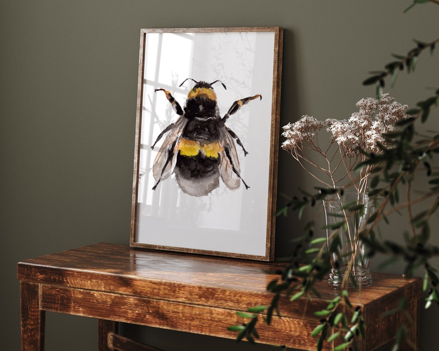 Bumblebee Art PRINT, Bumble Bee Watercolor Painting Wall Art, Humble ...