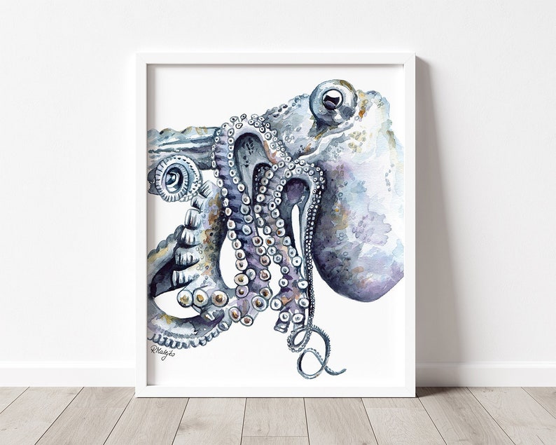 PRINTABLE Octopus Art Watercolor Octopus Art Print Beach - Etsy