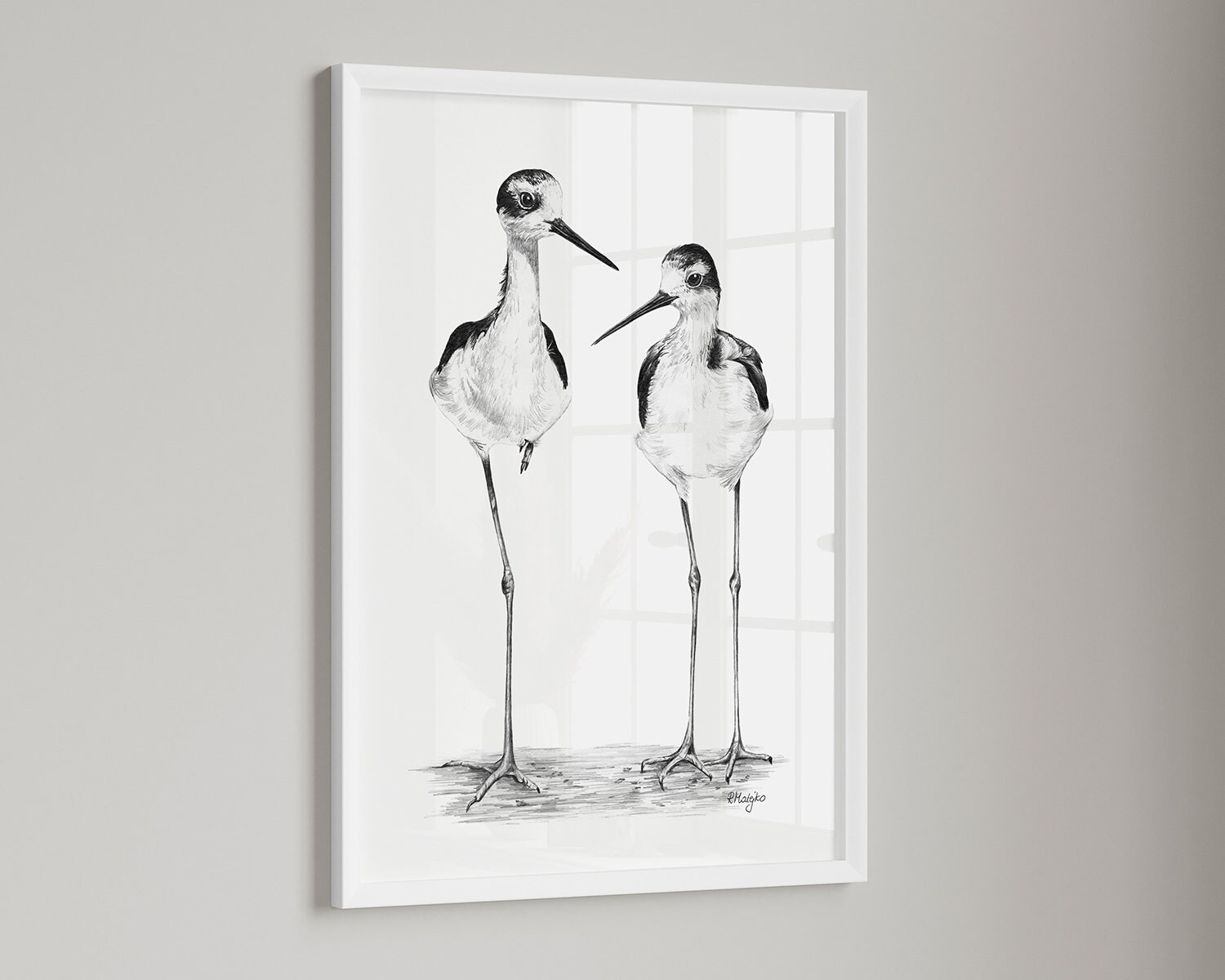 PRINTABLE Stilt Birds Art Print, Wading Birds Pencil Drawing, Water ...