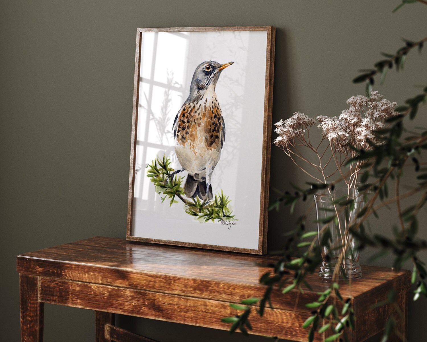 Fieldfare Art PRINT, Winter Bird Watercolour Painting Wall Art, British ...