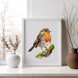 Robin Wall Art PRINT, Garden Bird, Robin Redbreast, Wildlife Art Print ...