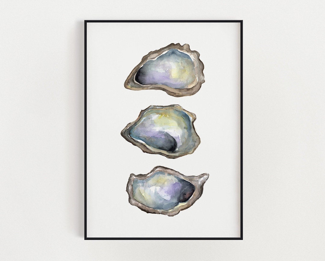 PRINTABLE Oysters Art - Watercolor Oyster Art Print, Beach House ...