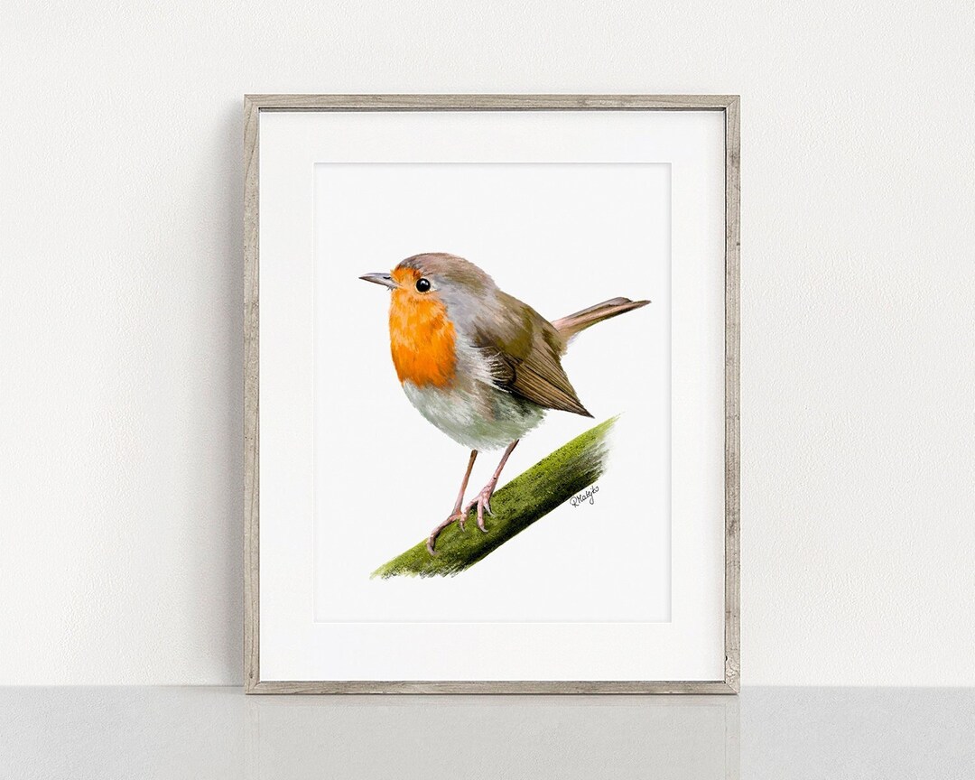 Robin Art PRINT, Bird Painting Wall Art, Garden Bird Decor, Robin ...