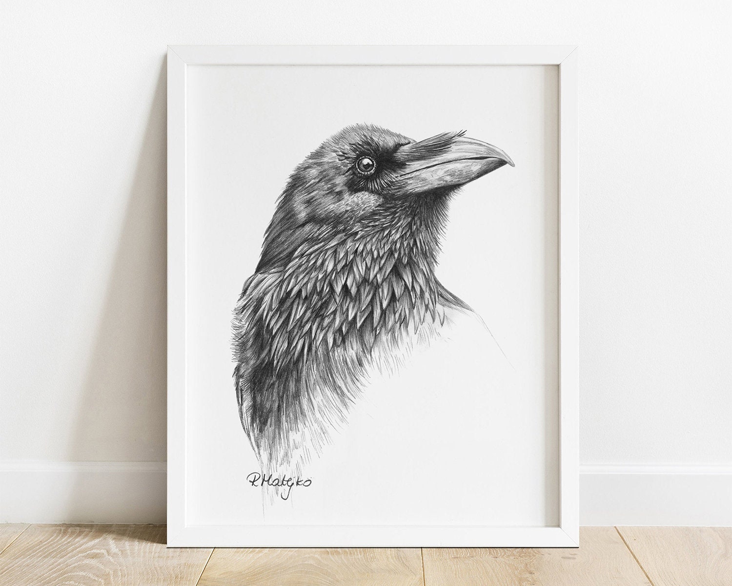 Raven Bird Art PRINT, Raven Pencil Drawing Wall Art, Nature Decor ...