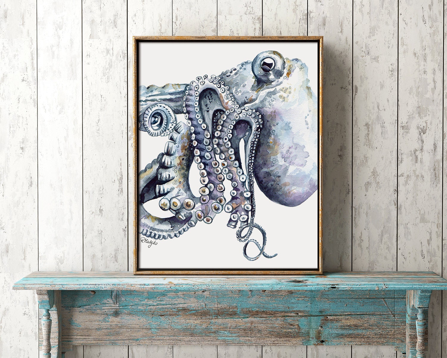 PRINTABLE Octopus Art Watercolor Octopus Art Print Beach - Etsy