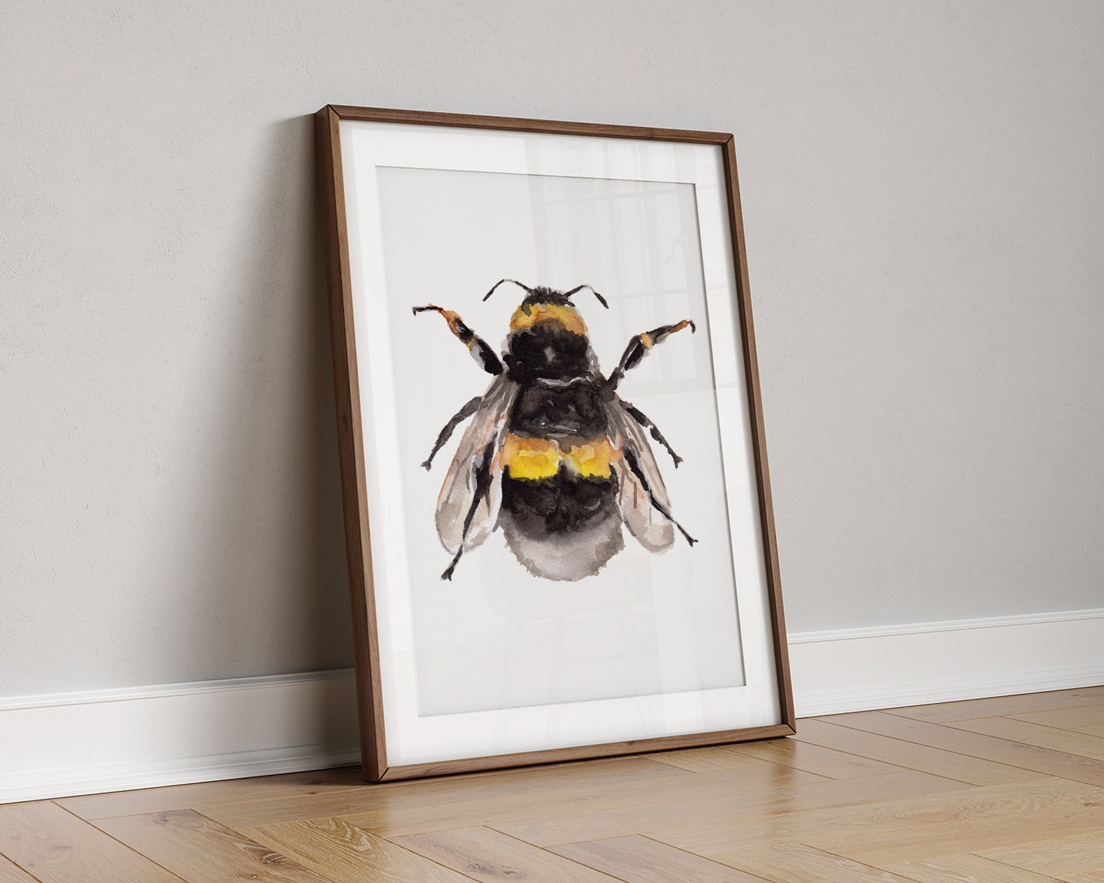Bumblebee Art PRINT, Bumble Bee Watercolor Painting Wall Art, Humble ...