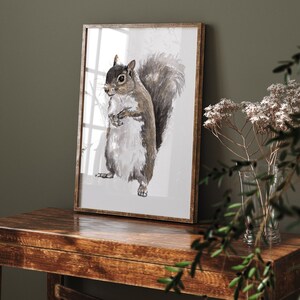 PRINTABLE Squirrel Art, Cute Watercolor Gray Squirrel, Watercolour ...